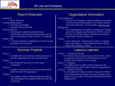 PPT – Eli Lilly and Company PowerPoint presentation | free to view - id ...