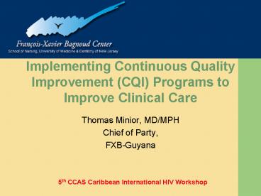 PPT – Implementing Continuous Quality Improvement (CQI) Programs to ...