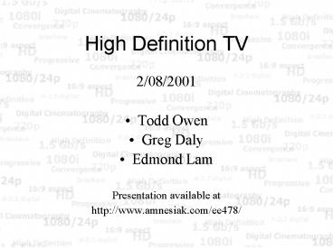 PPT – High Definition TV PowerPoint presentation | free to view - id ...