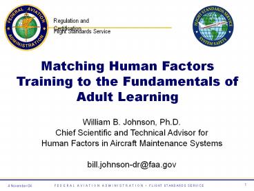 Matching Human Factors Training to the Fundamentals of Adult Learning ...