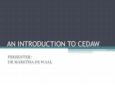 AN INTRODUCTION TO CEDAW presentation | free to view