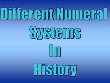 Different Numeral presentation | free to view