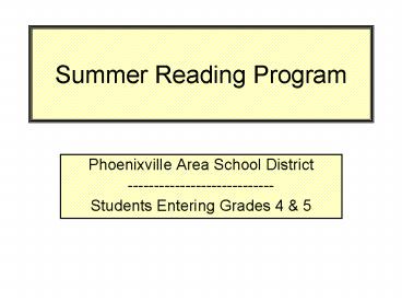 PPT – Summer Reading Program PowerPoint presentation | free to view ...
