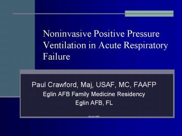 PPT – Noninvasive Positive Pressure Ventilation in Acute Respiratory ...