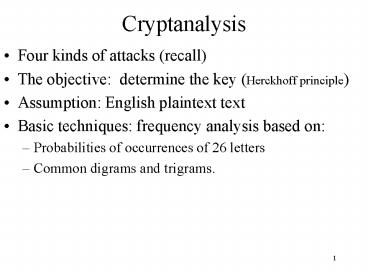 Cryptanalysis presentation | free to view