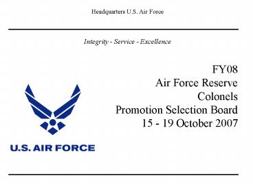 Headquarters U'S' Air Force presentation | free to view