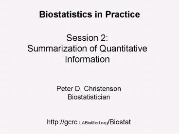 PPT – Biostatistics in Practice PowerPoint presentation | free to view ...