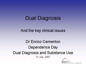 PPT – Dual Diagnosis PowerPoint presentation | free to view - id: f100f ...