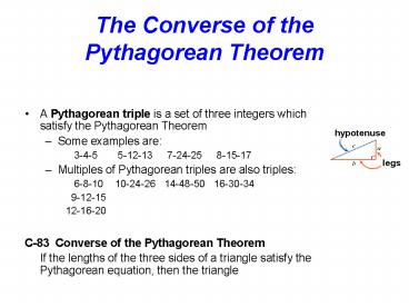 The Converse of the Pythagorean Theorem presentation | free to view