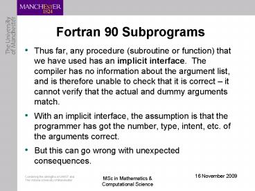 PPT – Fortran 90 Subprograms PowerPoint presentation | free to view ...