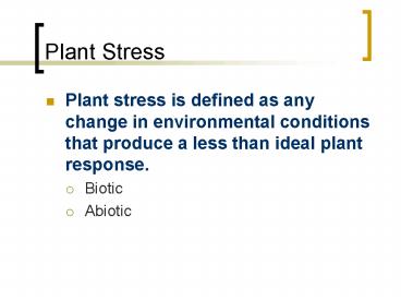 Plant Stress presentation | free to view