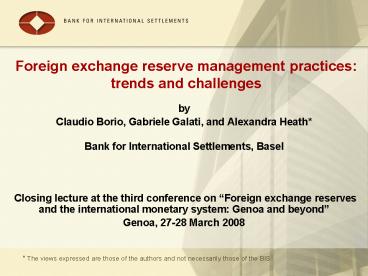 Foreign exchange reserve management practices: trends and challenges ...