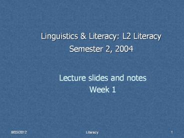Linguistics presentation | free to view