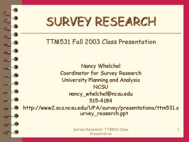 SURVEY RESEARCH presentation | free to view