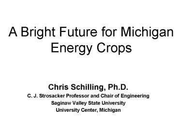 Chris Schilling, Ph'D' presentation | free to view