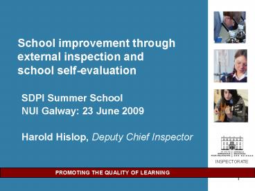 School improvement through external inspection and school ...