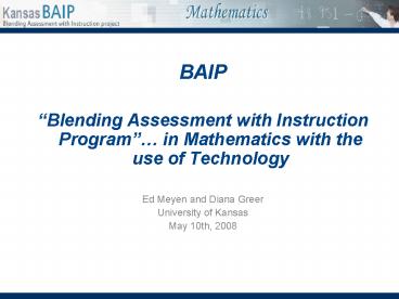 PPT – BAIP PowerPoint presentation | free to view - id: f9fc8-ZDc1Z