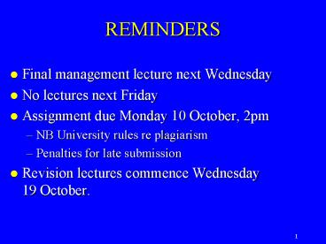 REMINDERS presentation | free to view