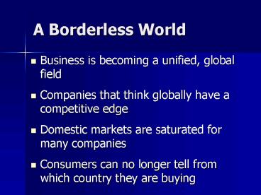 A Borderless World presentation | free to view