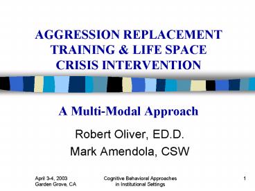 AGGRESSION REPLACEMENT TRAINING presentation | free to view
