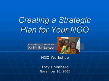 Creating a Strategic Plan for Your NGO presentation | free to view