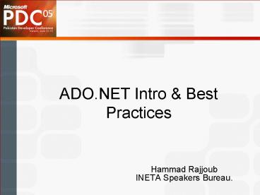 PPT – ADO'NET Intro PowerPoint presentation | free to view - id: fd8c5 ...
