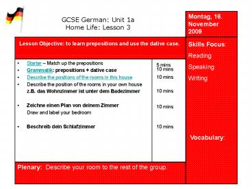 GCSE German: Unit 1a Home Life: Lesson 3 presentation | free to view