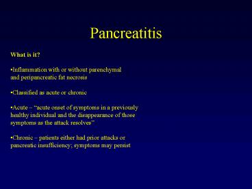 PPT – Pancreatitis PowerPoint presentation | free to view - id: fe111-YTZhM