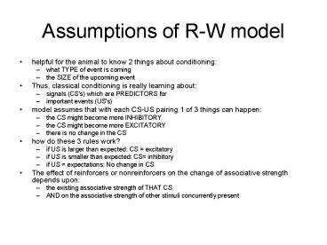 Assumptions of RW model presentation | free to view