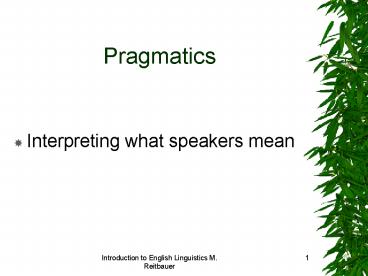 Pragmatics presentation | free to view