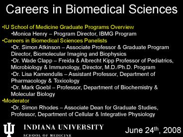 Careers in Biomedical Sciences presentation | free to view