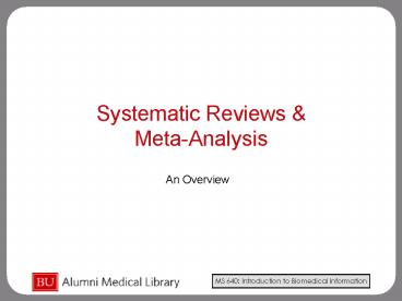 Systematic Reviews presentation | free to view