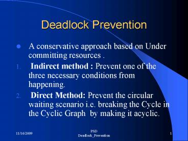 Deadlock Prevention presentation | free to view
