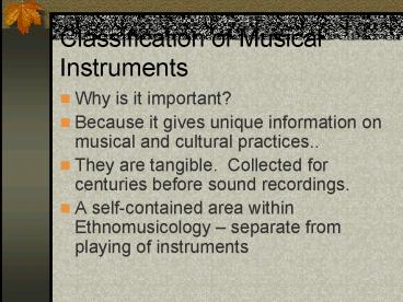 Classification of Musical Instruments presentation | free to view