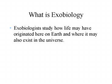 What is Exobiology presentation | free to view