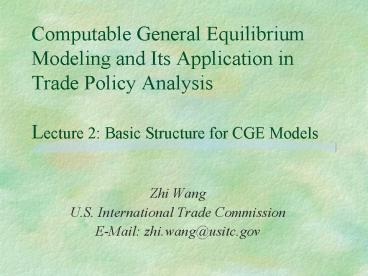 Computable General Equilibrium Modeling and Its Application in Trade ...