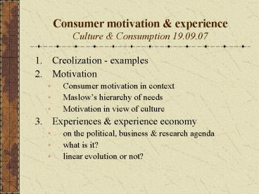 Consumer motivation presentation | free to view