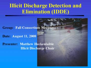 Illicit Discharge Detection and Elimination IDDE presentation | free to ...