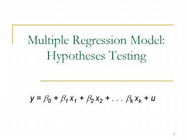 PPT – Multiple Regression Model: Hypotheses Testing PowerPoint ...