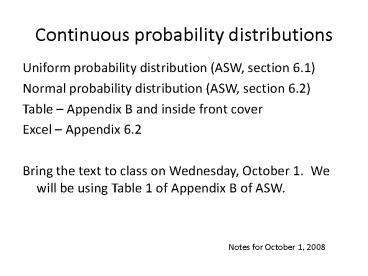 PPT – Continuous probability distributions PowerPoint presentation ...