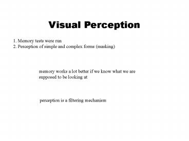 Visual Perception presentation | free to view