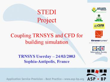 STEDI Project Coupling TRNSYS and CFD for building simulation presentation | free to view
