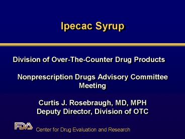 Ipecac Syrup presentation | free to view