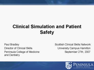 Clinical Simulation and Patient Safety presentation | free to view