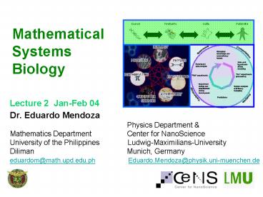 Mathematical Systems Biology presentation | free to view