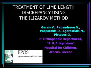 PPT – TREATMENT OF LIMB LENGTH DISCREPANCY USING THE ILIZAROV METHOD ...