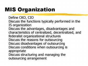 MIS Organization presentation | free to view