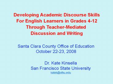PPT – Developing Academic Discourse Skills PowerPoint presentation ...