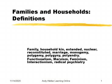 PPT – Families and Households: Definitions PowerPoint presentation ...