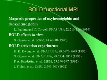 BOLD functional MRI presentation | free to view